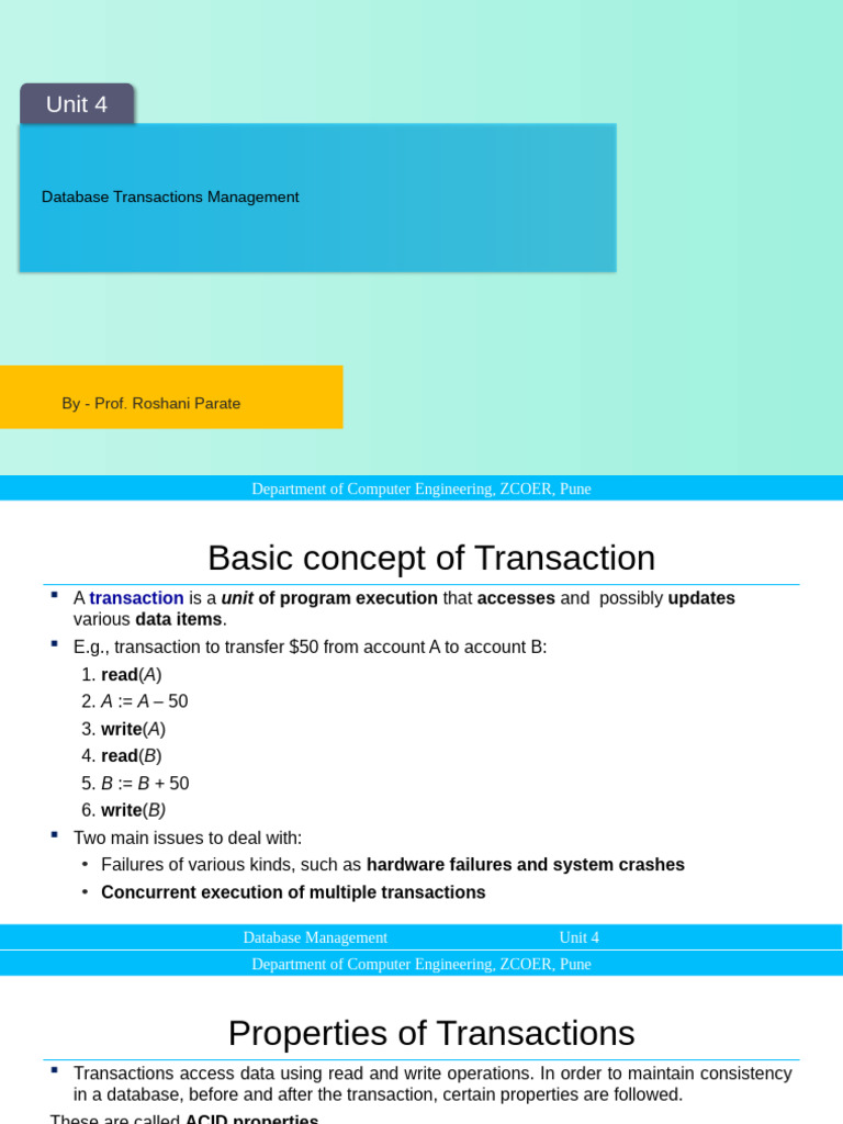 Unit_4 | PDF | Database Transaction | Concurrency (Computer Science) Unit_4 | PDF | Database Transaction | Concurrency (Computer Science)