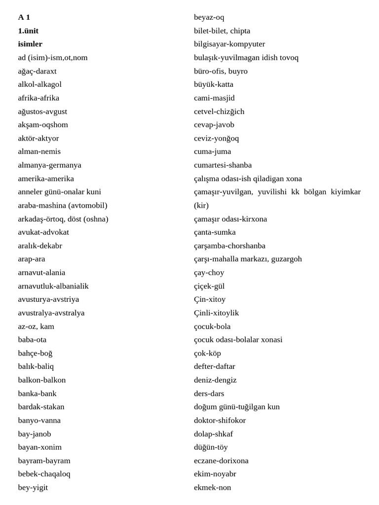 Lugat A1-C1 | PDF