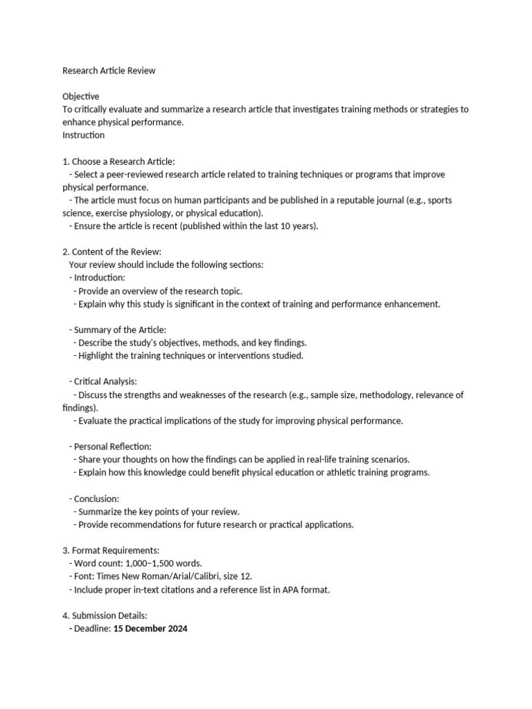 Research Article Review Assignment | PDF