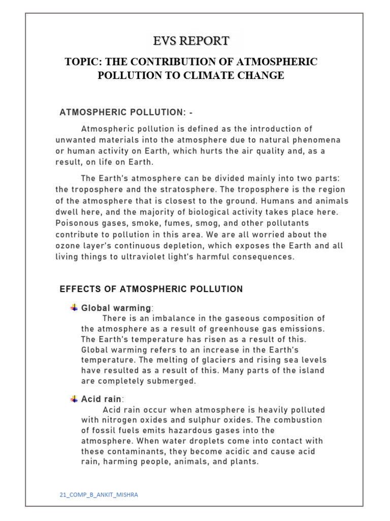 21 Comp b Evs Report Ankit Mishra | PDF | Air Pollution | Atmosphere Of ...