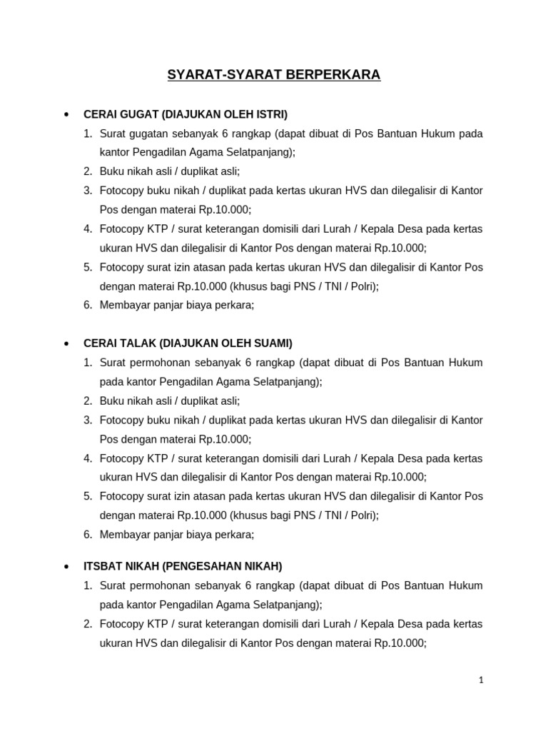 SYARAT PENGAJUAN PERKARA | PDF SYARAT PENGAJUAN PERKARA | PDF