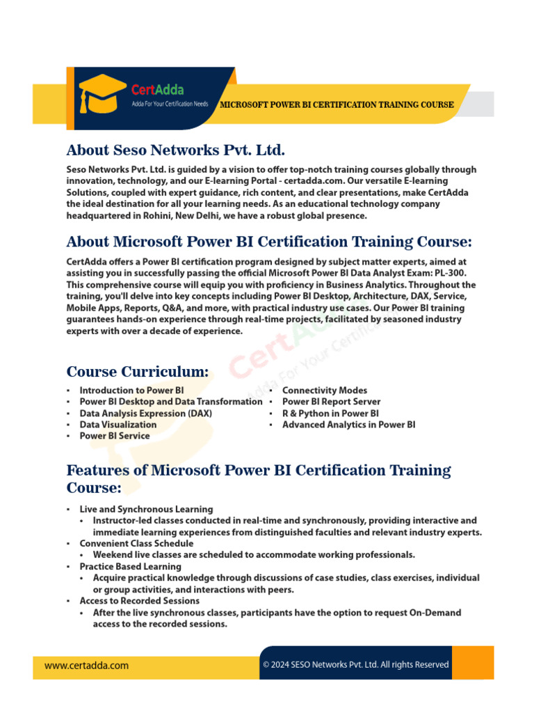 Power BI Certification Training Overview | PDF | Educational Technology | Computing