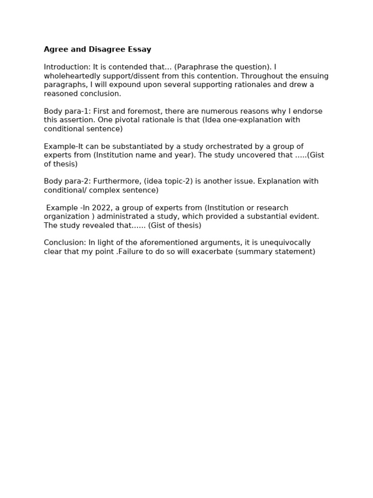 Agree and Disagree Essay | PDF