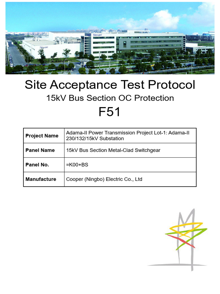 15kV Bus Section Over Current Protection (F51) SAT Protocol | PDF | Mains Electricity | Electric ...