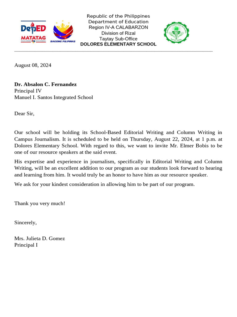 Invitation Letter Speakers | PDF