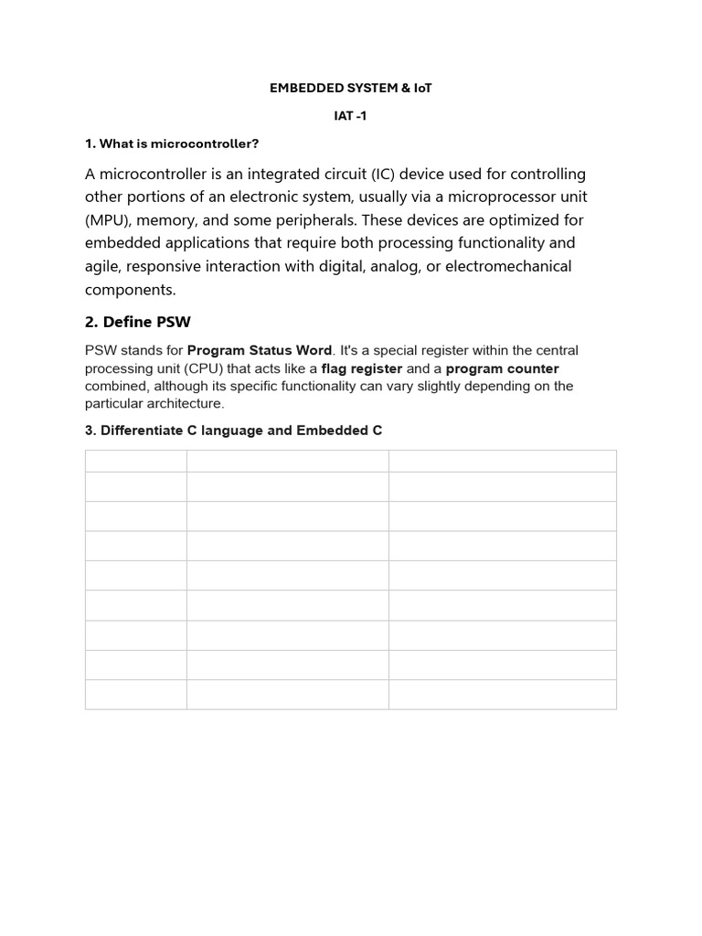 Embedded System & Iot Iat-1 | PDF | Computer Data Storage | Process ... Embedded System & Iot Iat-1 | PDF | Computer Data Storage | Process ...