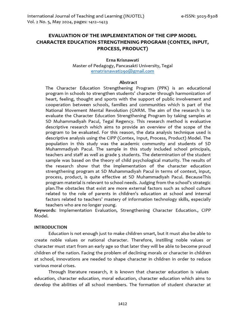 Evaluasi+Program+Pendidikan+Karakter Id en | PDF | Validity (Statistics) | Educational Assessment