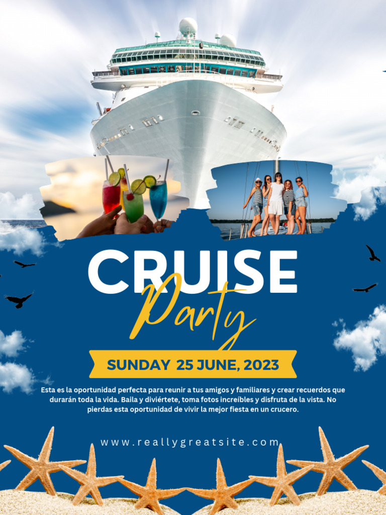 Blue and White Modern Cruise Party Poster | PDF | Crucero | Lineas de ...