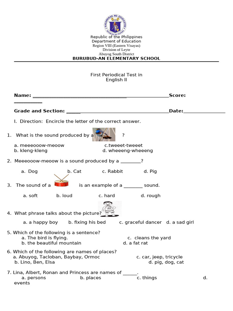 First Periodical Test in English | PDF | English Language | Linguistics