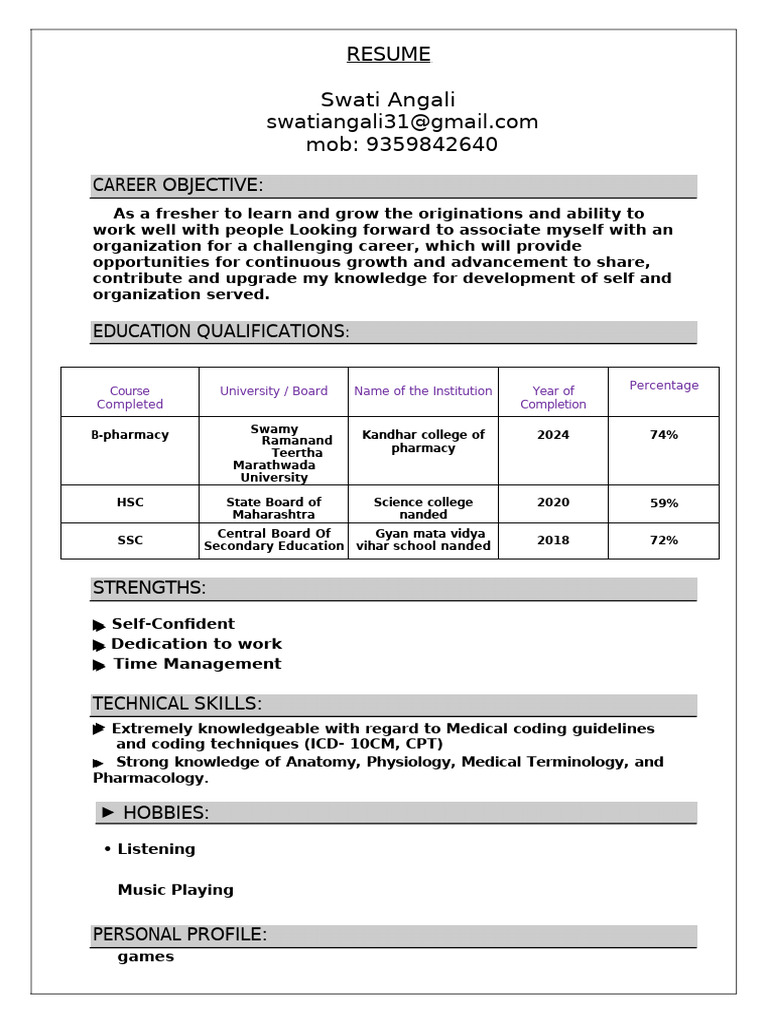 swati resume | PDF