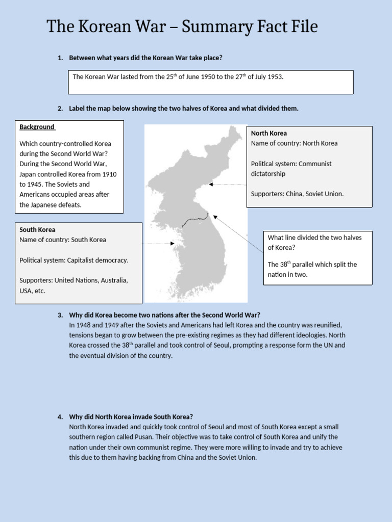 Korean War fact file(1) (1) | PDF | Korean War | Korea