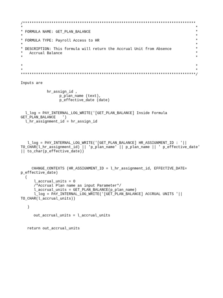 Payroll HR Formula Guide | PDF