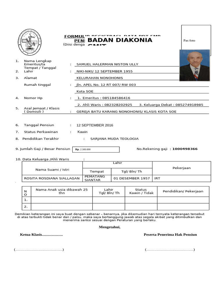Format Registrasi Emeritus | PDF
