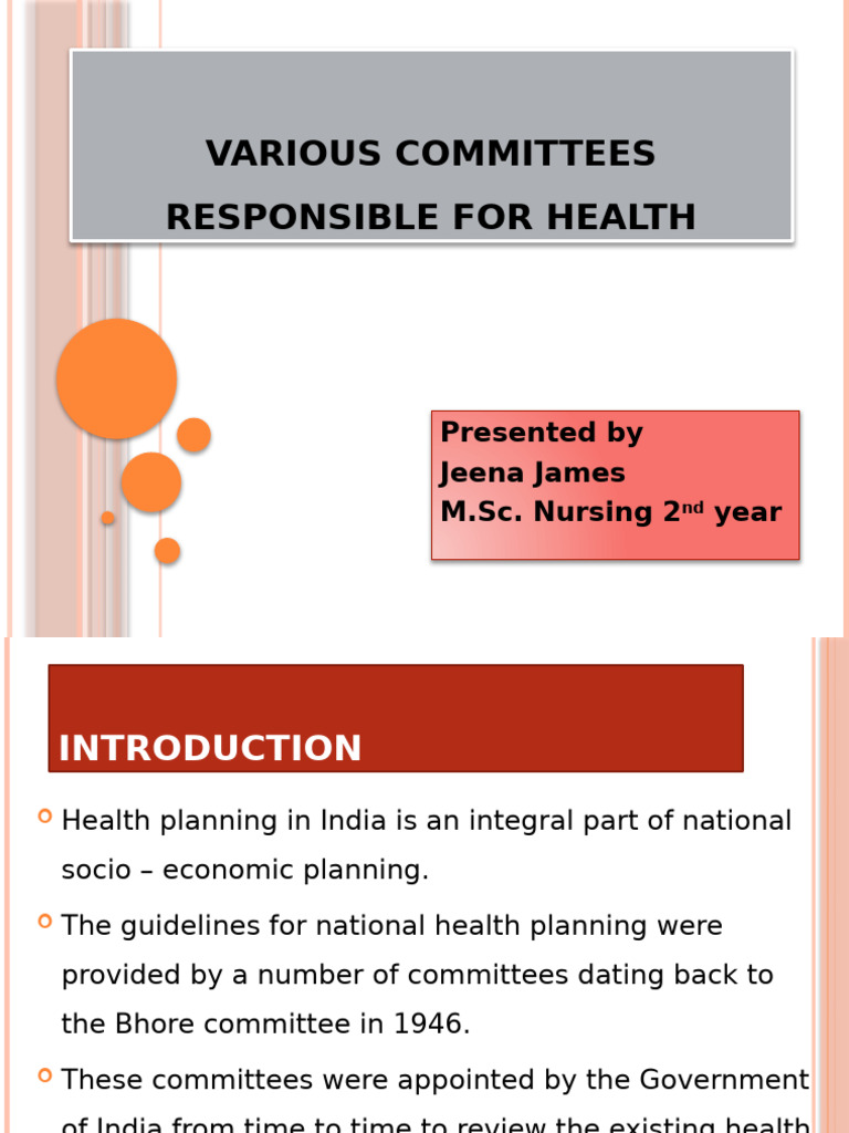 Overview of Health Committees in India | PDF | Nursing | Family Planning
