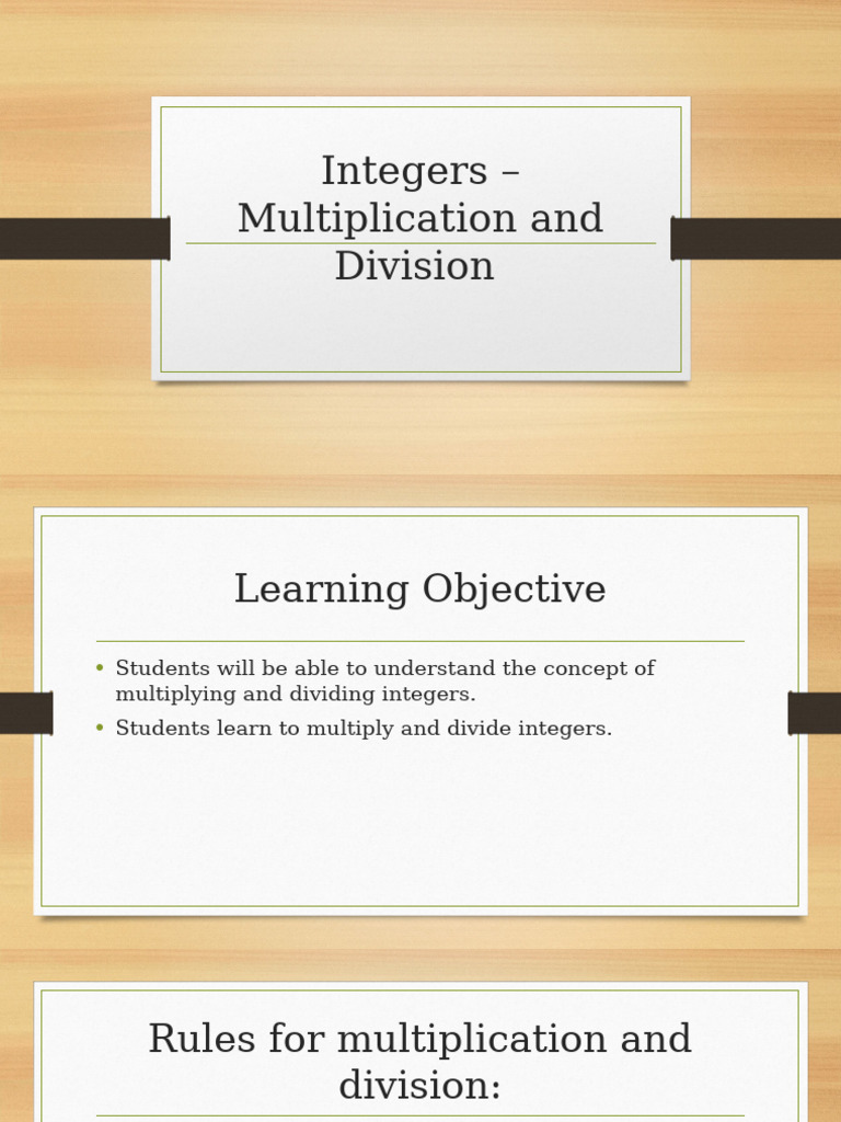 Integers - Multiplication & Division | PDF