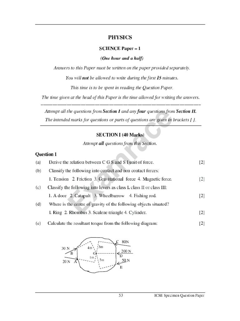 ICSE Class 10 Physics 2012 | PDF