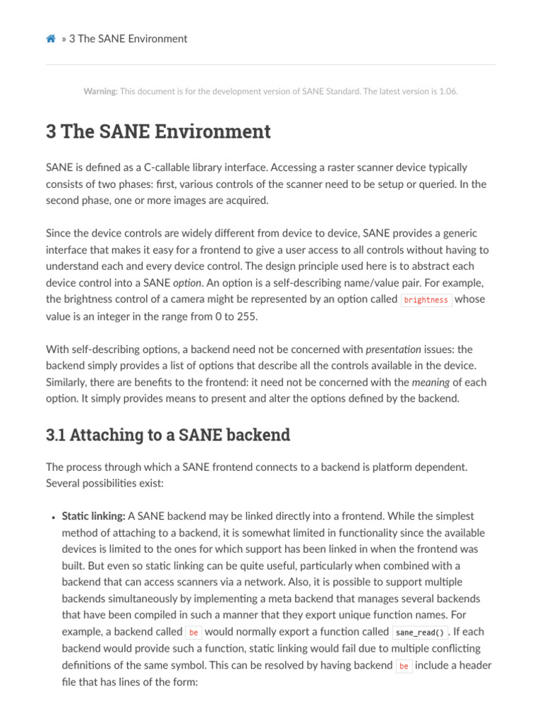 3 The SANE Environment - SANE Standard Version 1.06 Documentation | PDF | Library (Computing) | Bit