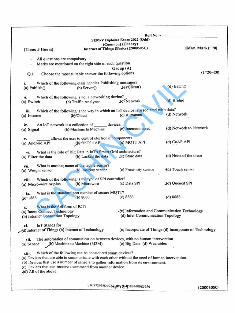 IOT PYQ 5th Sem | PDF