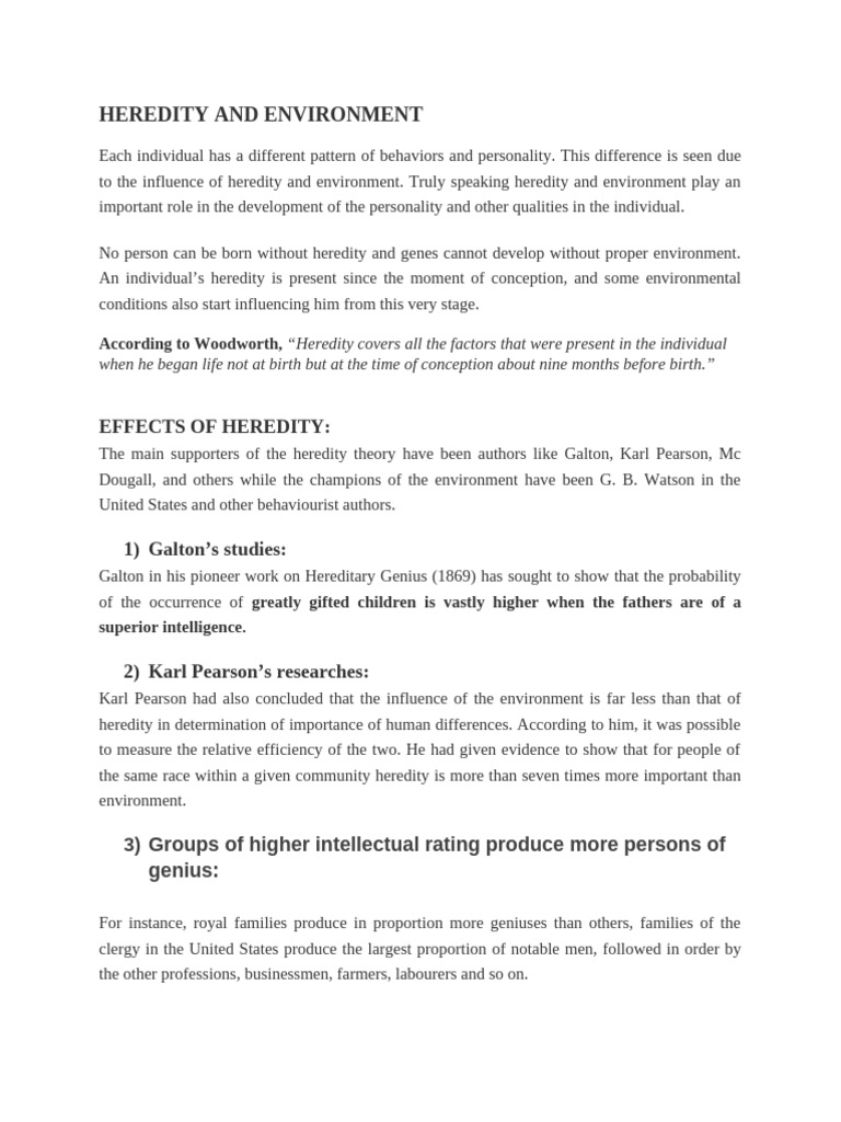 Heridity and Environment | PDF | Nature Versus Nurture | Heredity