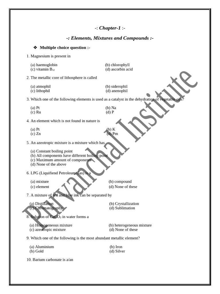 Polytecnic Chemistry Chapter 1 | PDF | Mixture | Organic Compounds