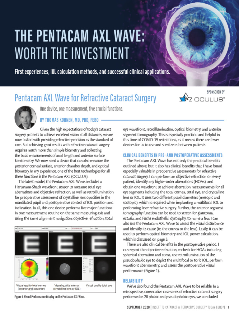 Pentacam AXL Wave in Cataract Surgery | PDF | Vision | Eye