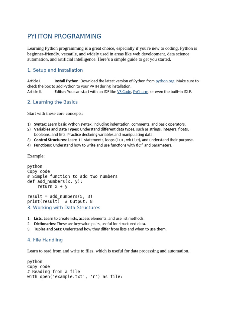 PYHTON PROGRAMMING | PDF | Python (Programming Language) | Control Flow PYHTON PROGRAMMING | PDF | Python (Programming Language) | Control Flow