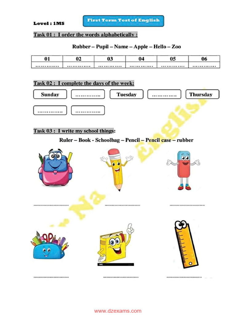 Dzexams 1am Anglais 652871 | PDF