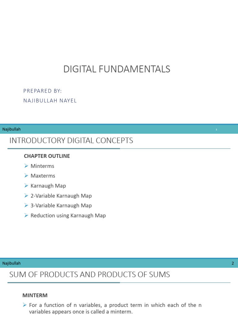 Minterm, Maxterm, 2 Variable K-Map | PDF | Abstract Algebra | Boolean ...