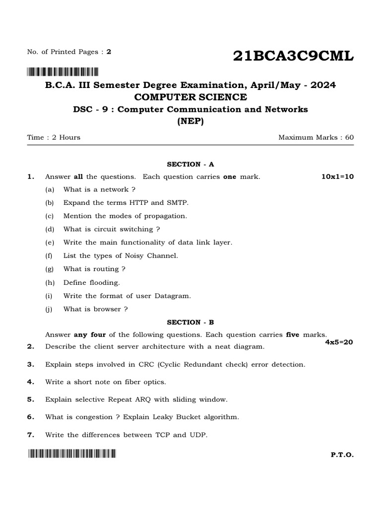 Computer Communication and Networks | PDF