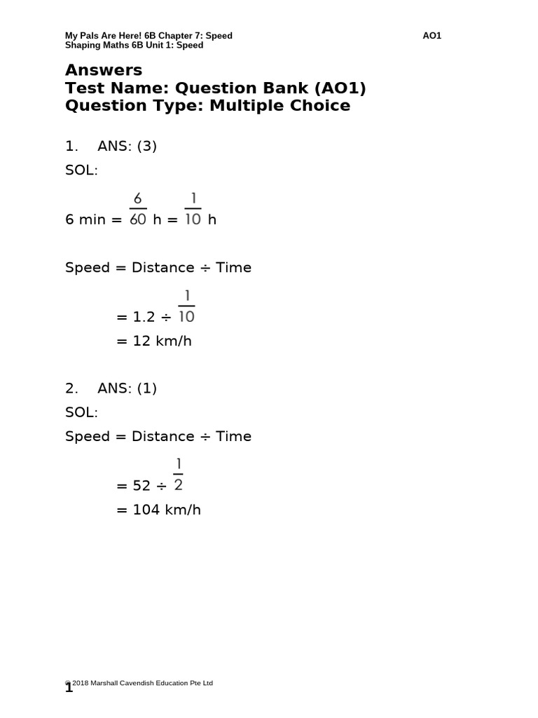 15 MPAH 6B 07 Speed_AO1 Answers | PDF | Velocity | Temporal Rates
