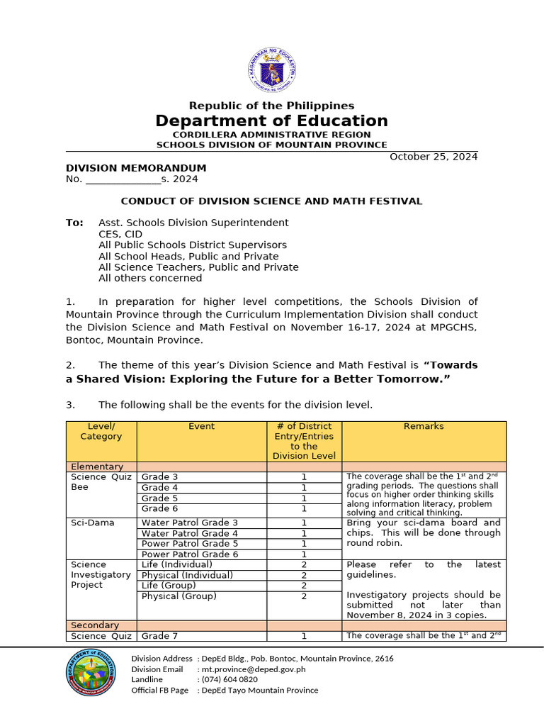 Science & Math Festival 2024 | PDF | Science, Technology, Engineering ...