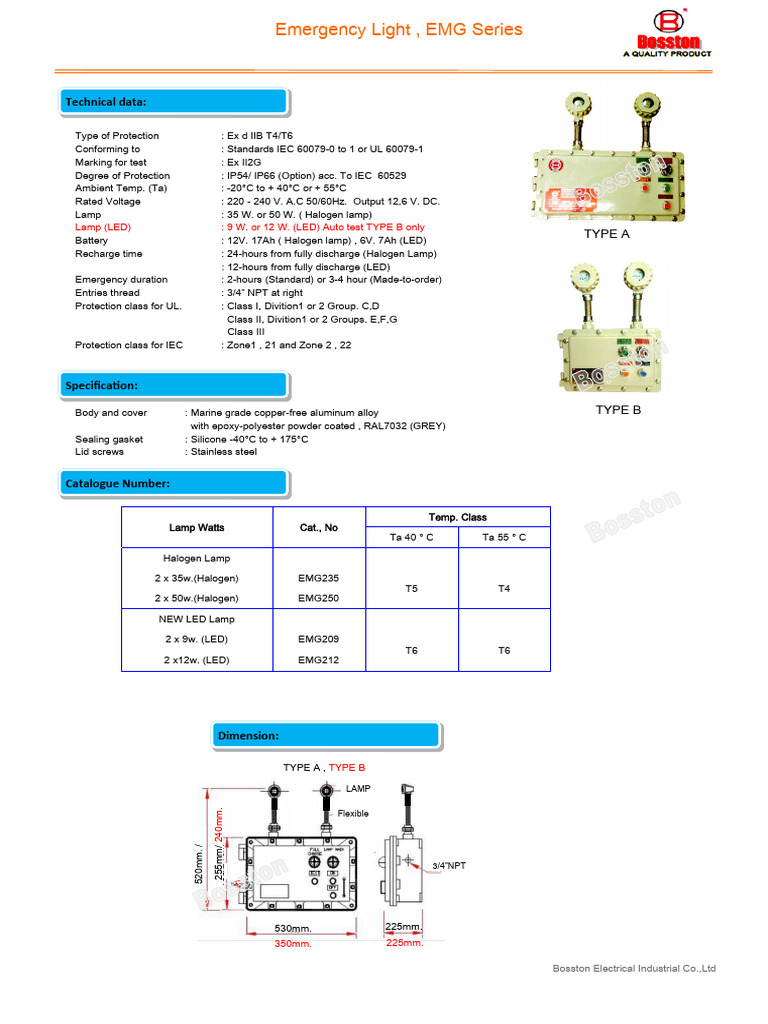 Emergency Light TYPE A, B | PDF | Lighting | Electric Power