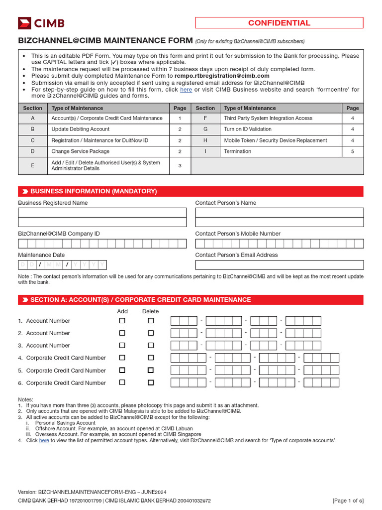 2-1-bizchannel-cimb-maintenance-form 192212121 | PDF | Mobile App