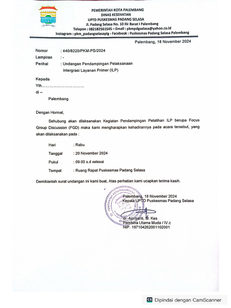 Undangan ILP Puskesmas Padang Selasa | PDF