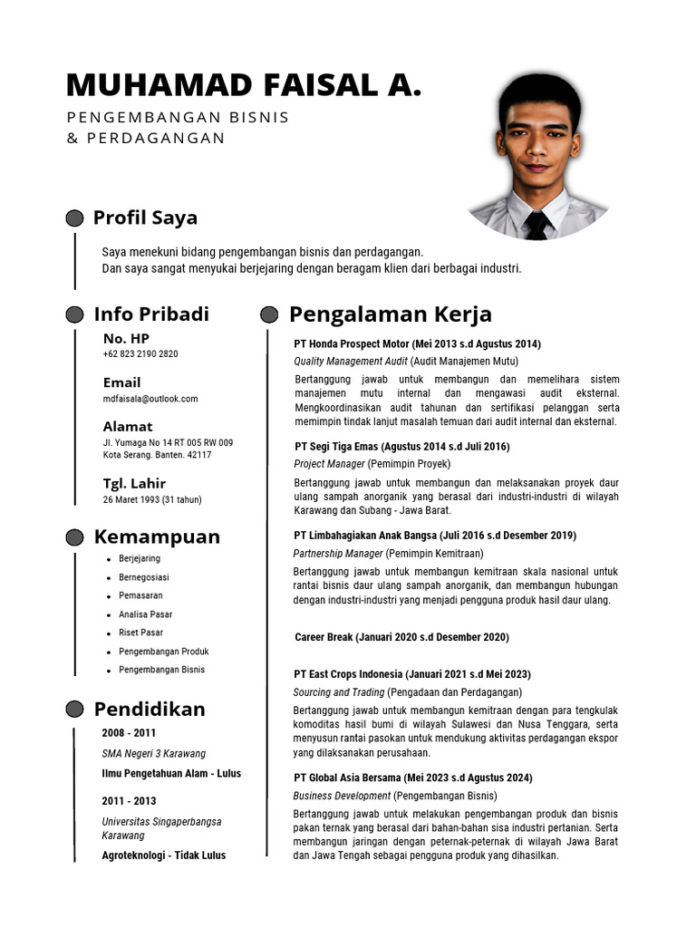 Curriculum Vitae - Muhamad Faisal | PDF