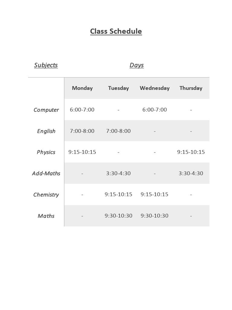 Class Schedule | PDF