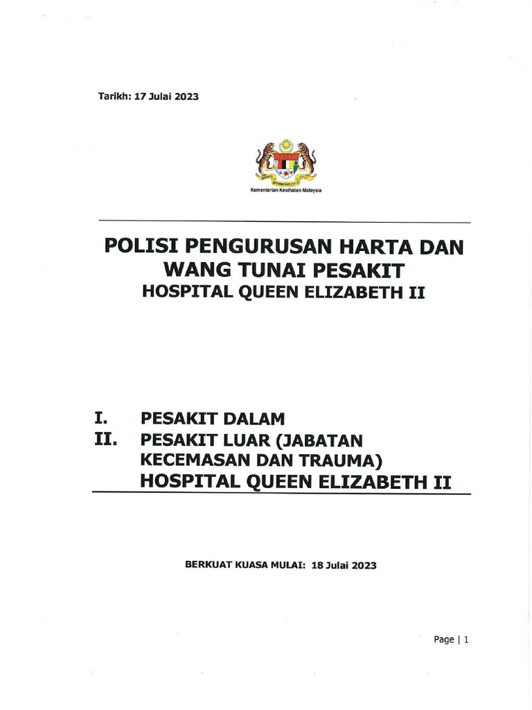 Polisi Pengurusan Harta Wang Tunai Pesakit Pesakit Luar Etdpesakit ... Polisi Pengurusan Harta Wang Tunai Pesakit Pesakit Luar Etdpesakit ...