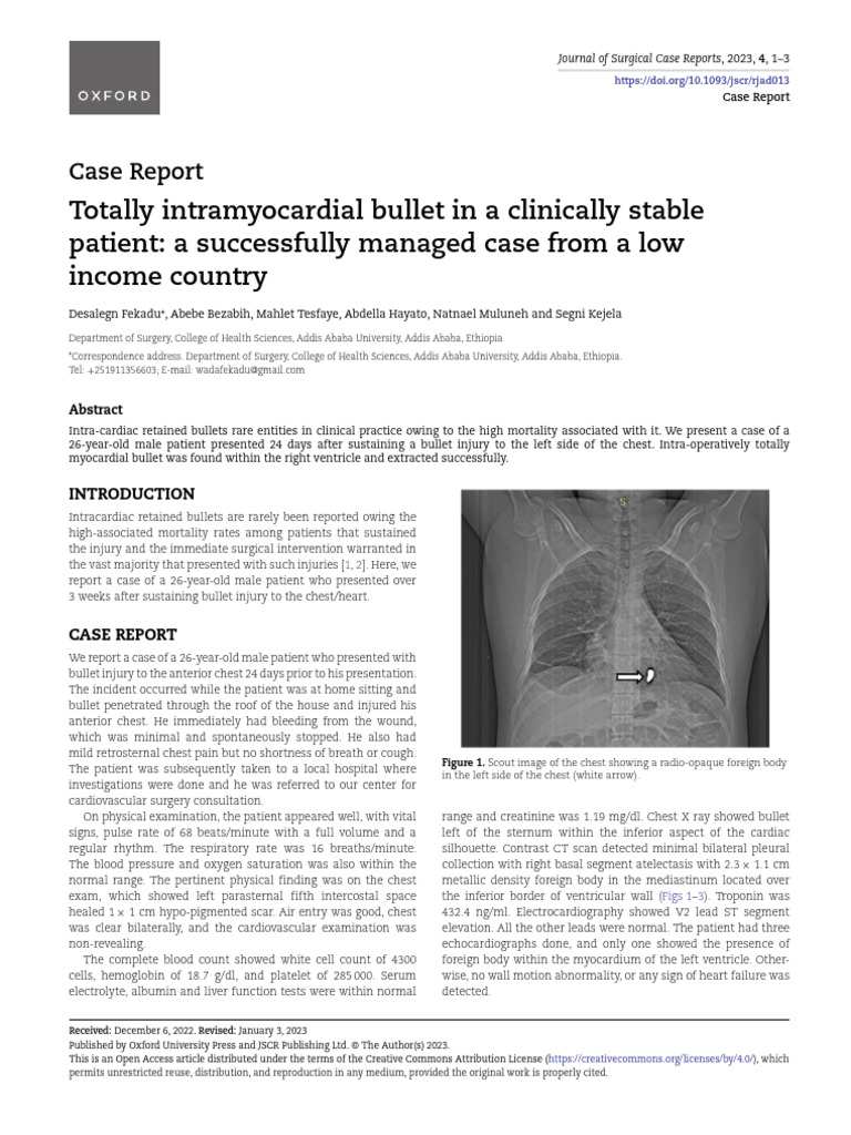 Intracardiac Bullet | PDF | Heart | Thorax