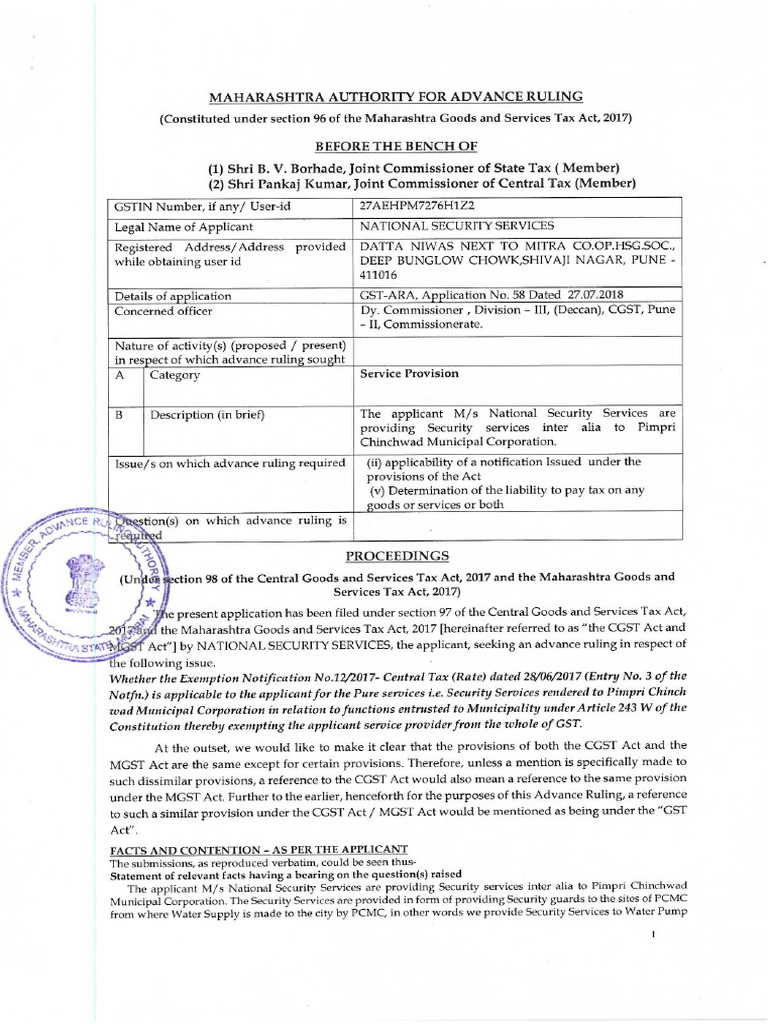 ARA ORDER - 58 - 2018 - Maharashtra - NAT. SEC. SER. | PDF