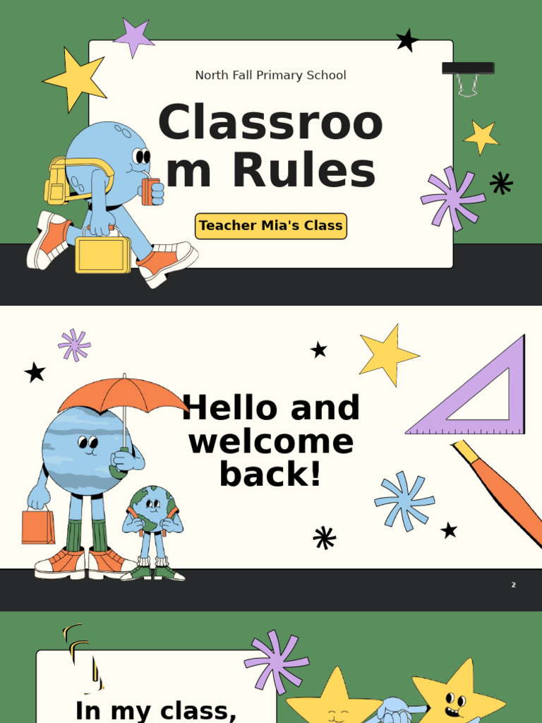 Classroom Rules Education Presentation in Green Yellow Blue Lined Style ...