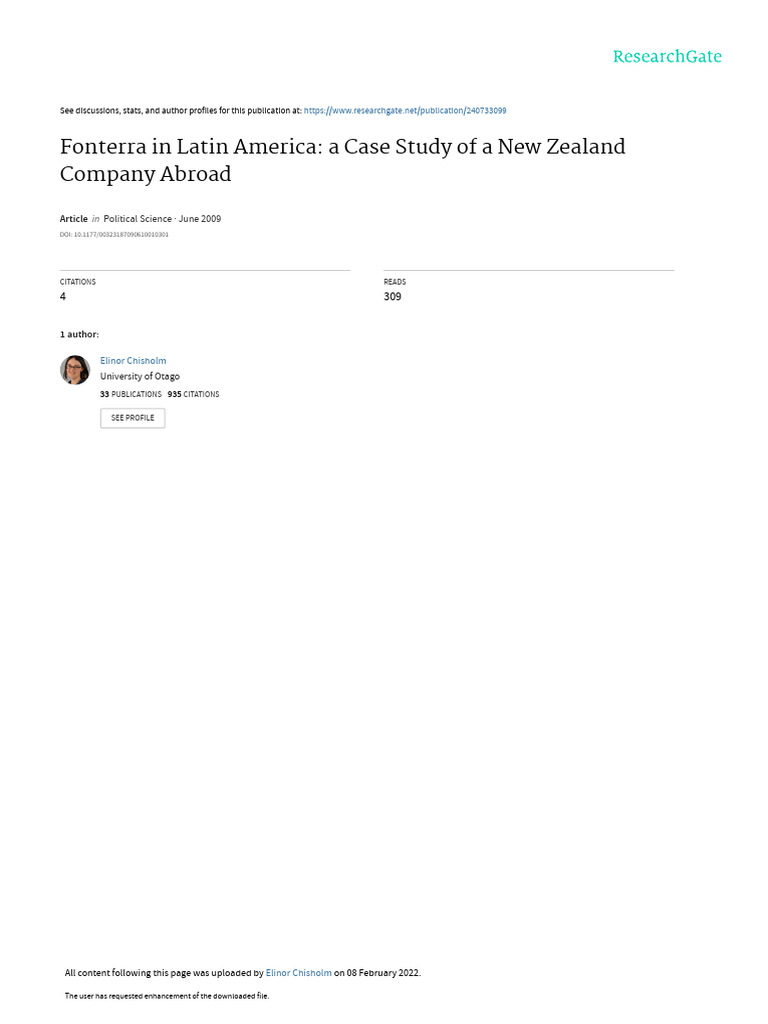 Fonterra in Latin America: A Case Study of A New Zealand Company Abroad | PDF | New Zealand ...