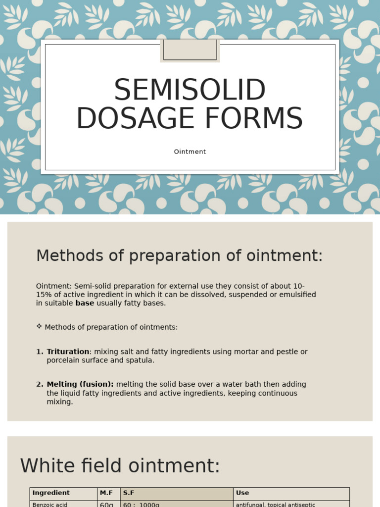 7-Semisolid DF - Ointments (1) | PDF | Topical Medication | Zinc Oxide