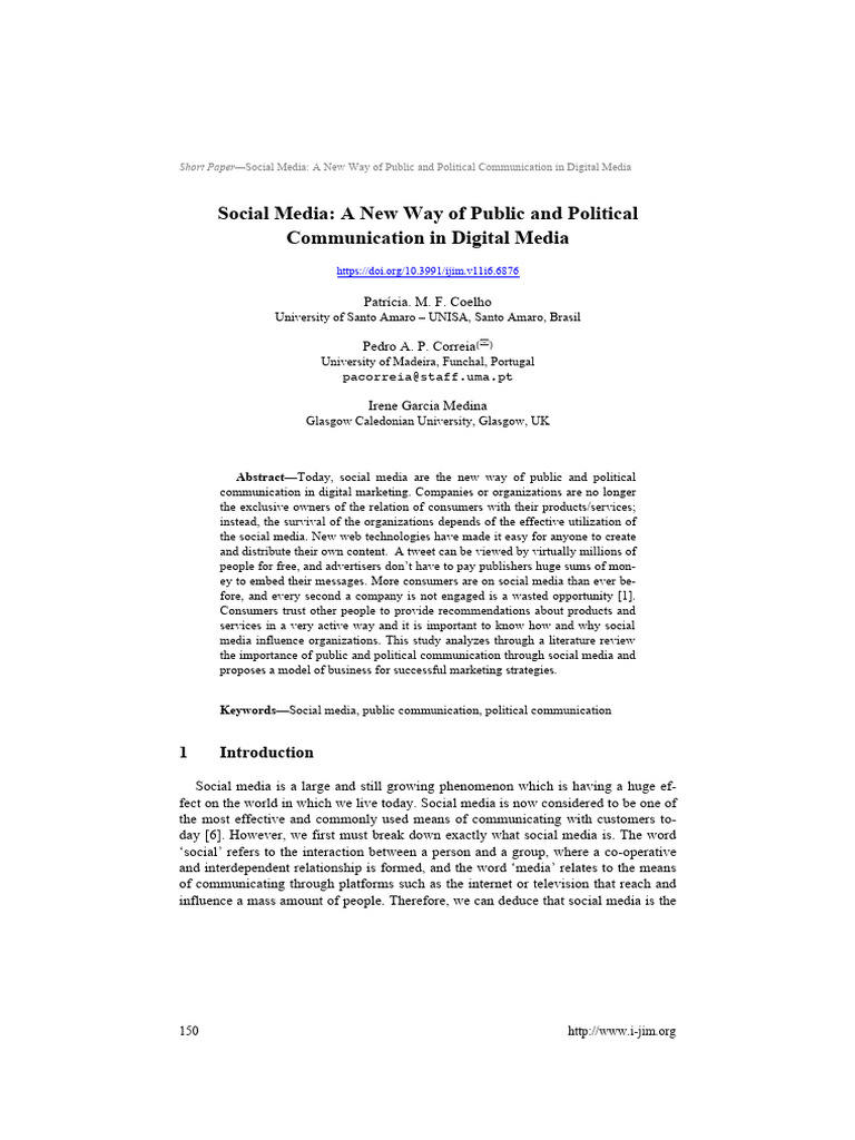Social Media's Role in Political Communication | PDF | Social Media ...