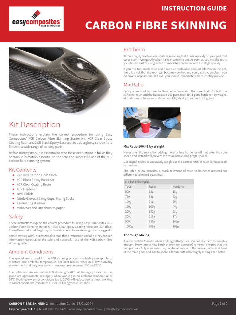 EC TDS XCR Carbon Fibre Skinning Starter Kit | PDF | Epoxy | Composite ...
