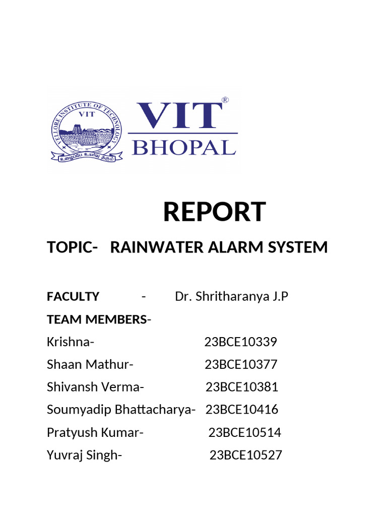 rainwater alarm system group 4 REPORT | PDF | Rain | Sensor
