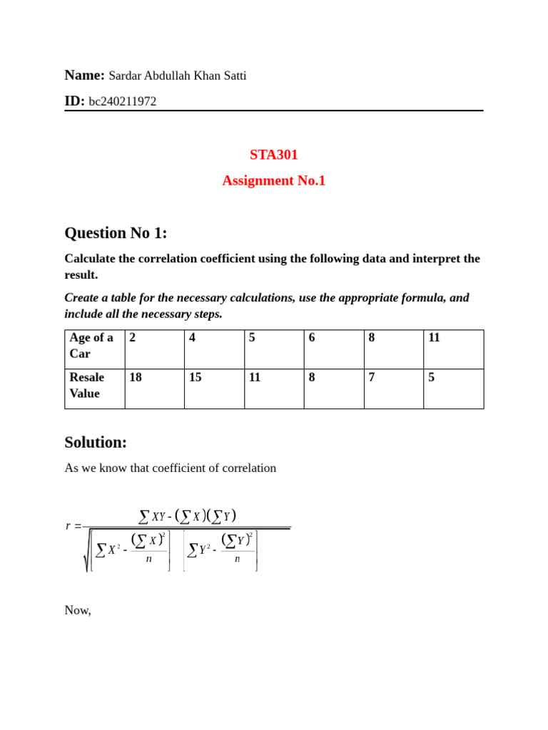 STA 301 Assignment1 | PDF