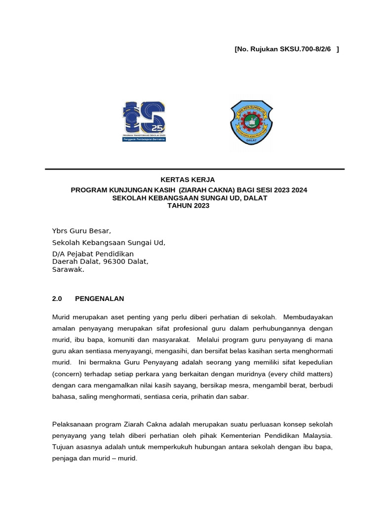 KERTAS KERJA PROGRAM KUNJUNGAN KASIH 2023 (AutoRecovered) | PDF