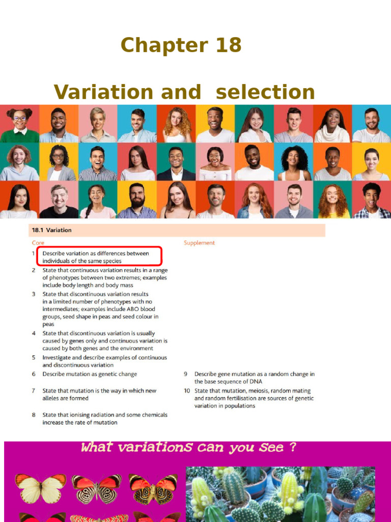 Chapter 18 Part 1 Variation and Types | PDF | Genetics | Allele
