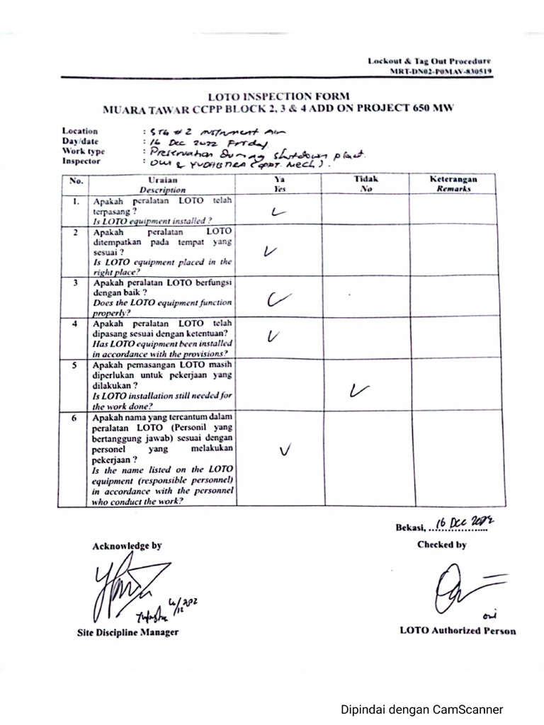 LOTO For Instrument Air | PDF