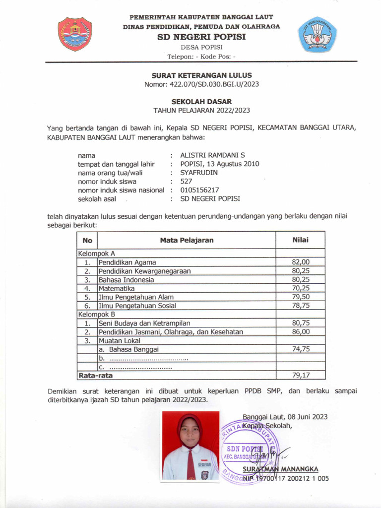 Surat Keterangan Lulus | PDF